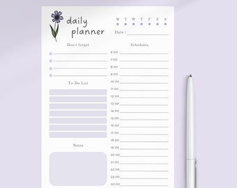 24 Hour Daily Planner Printable Daily to Do List Personal - Etsy