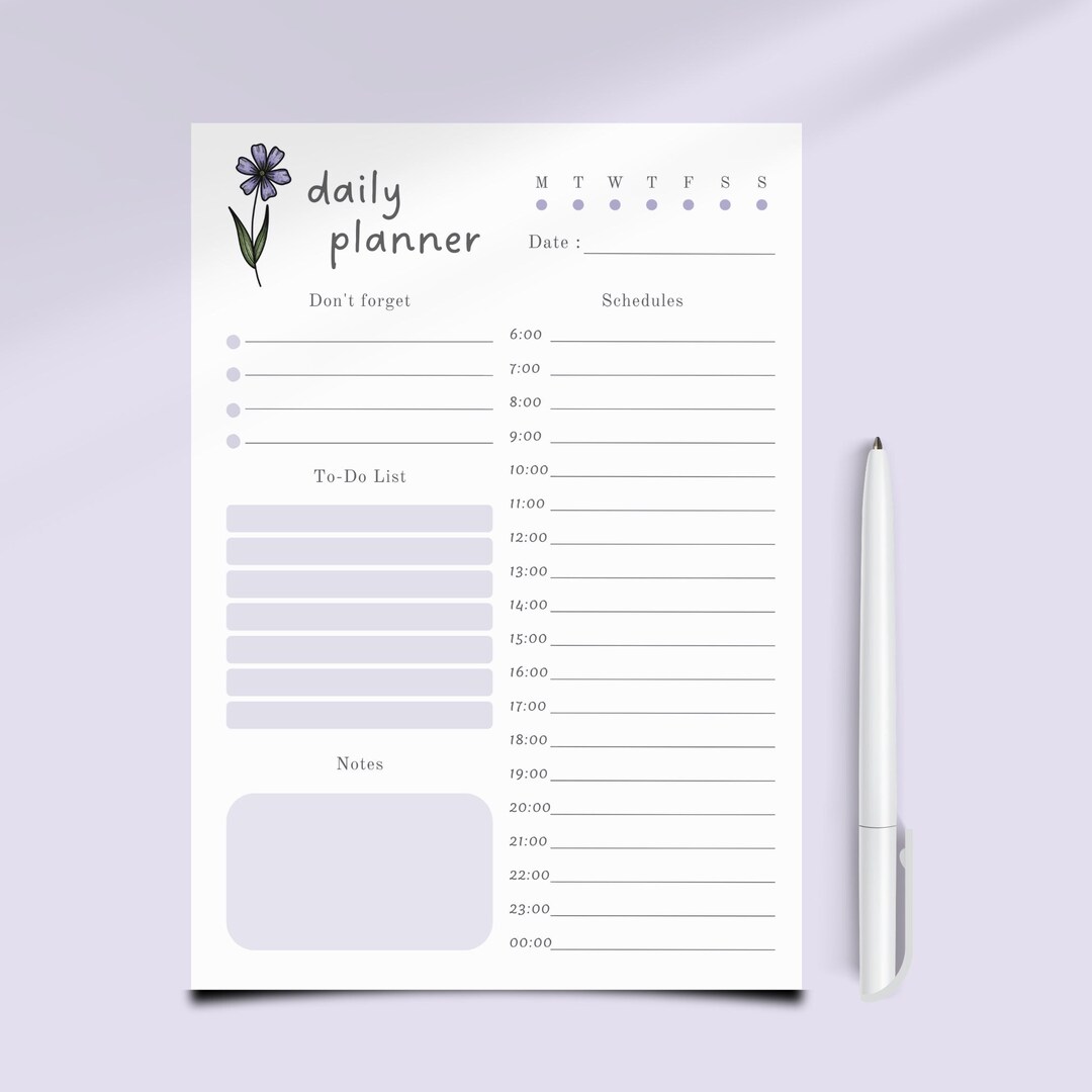 Minimalist Daily Planner Printable, Daily to Do List for Work/home ...