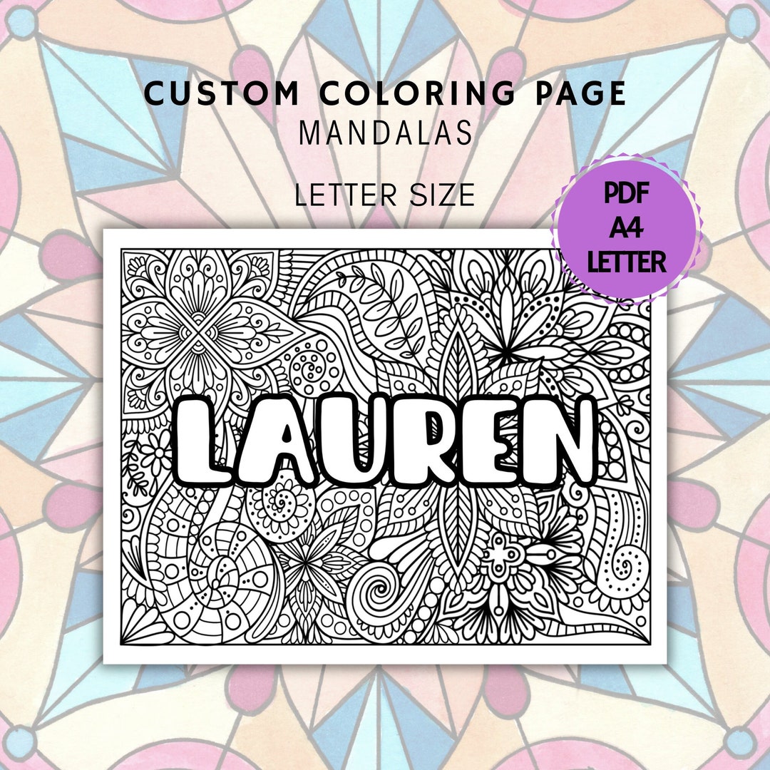 Name Coloring Mandala, Custom Name Coloring Page, Printable ...