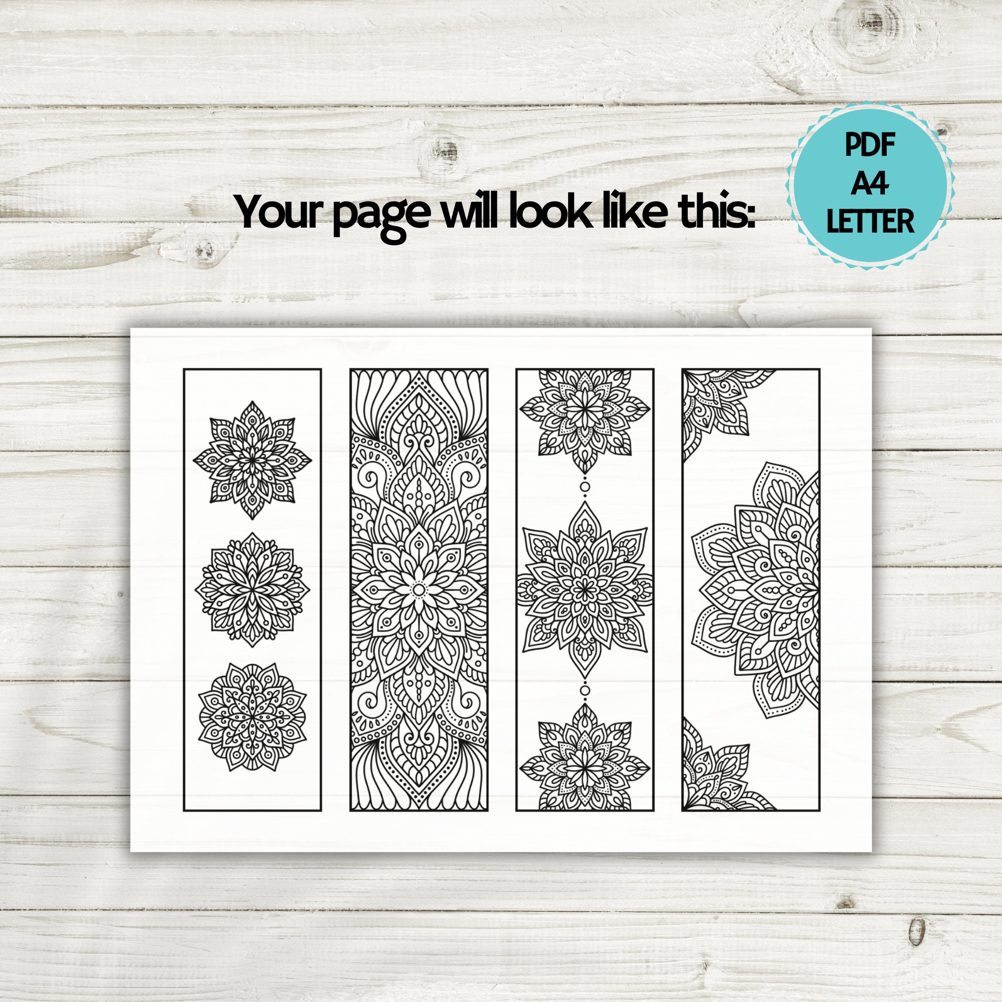 Printable Coloring Bookmarks for Adults and Teenagers, Mandala Coloring ...