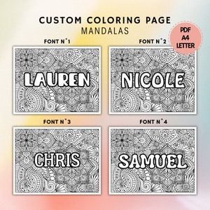 Personalized Name Mandala Coloring Page for Adults (PDF Pattern) - Etsy