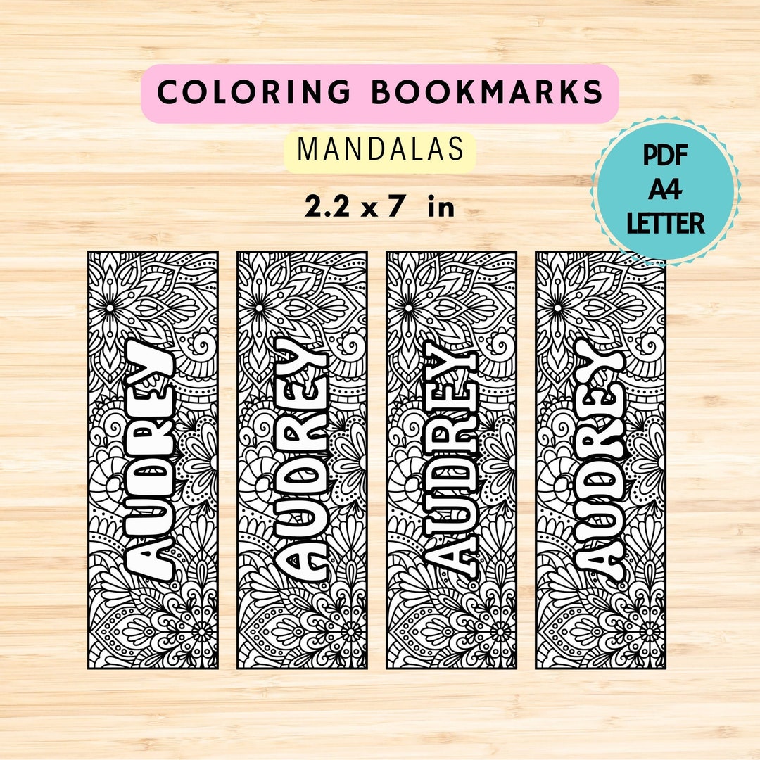 Personalized Mandala Coloring Bookmarks: Custom Name Gift (PDF) - Etsy
