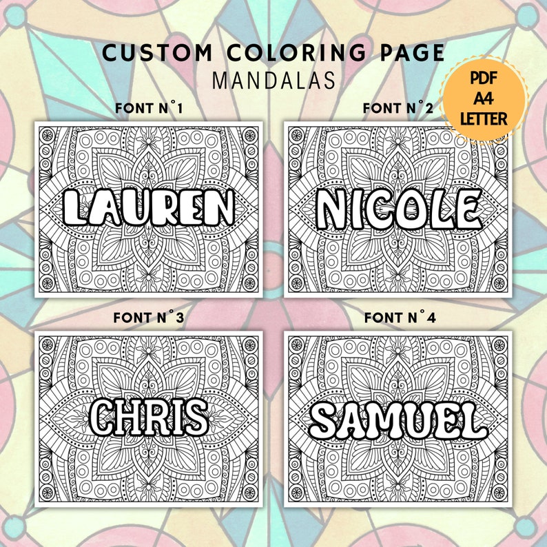 Custom Name Printable, Mandala Personalized Coloring Page, Custom ...