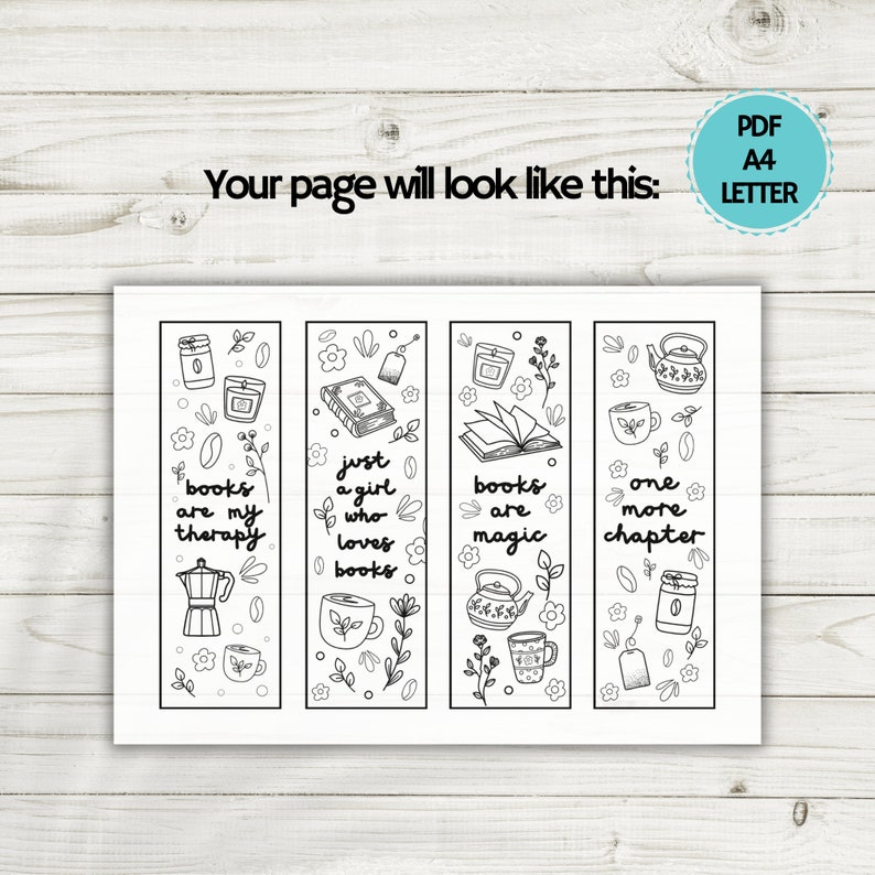 Coloring Bookmarks for Book Lovers - Color Therapy Aesthetic Design ...