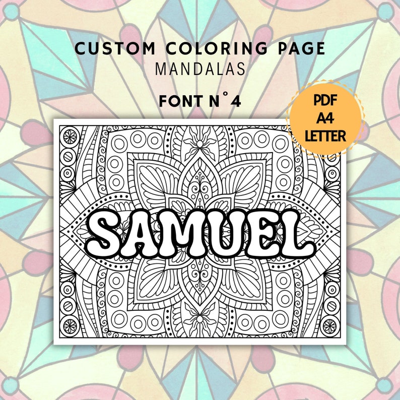 Custom Name Printable, Mandala Personalized Coloring Page, Custom ...