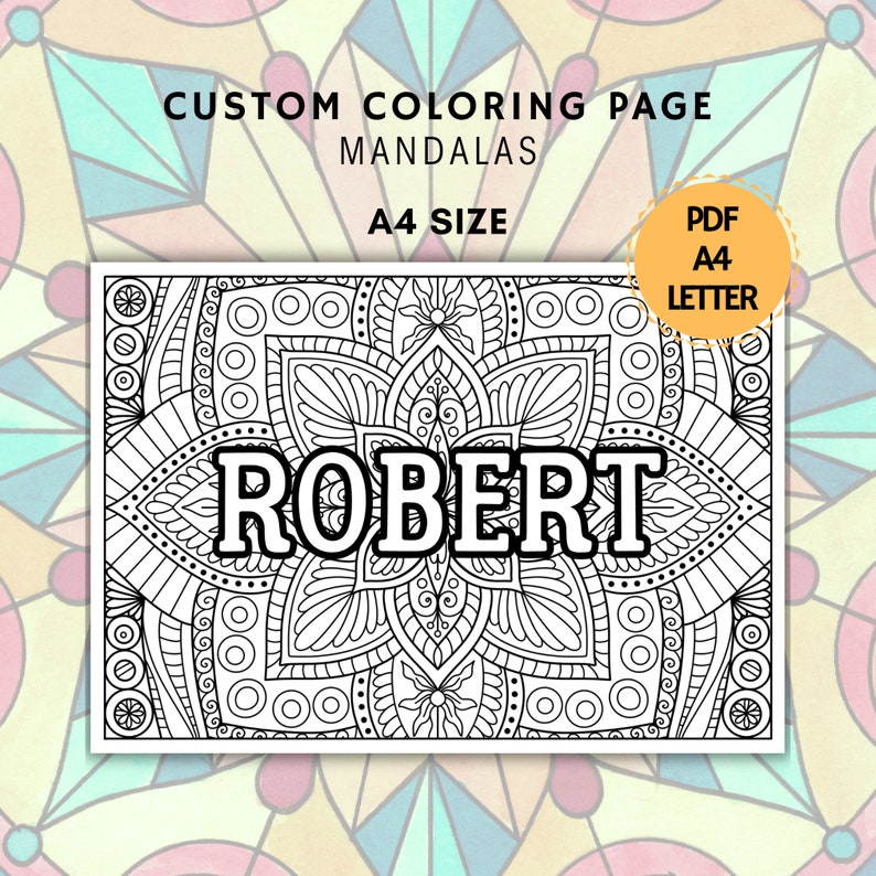 Custom Name Printable, Mandala Personalized Coloring Page, Custom ...