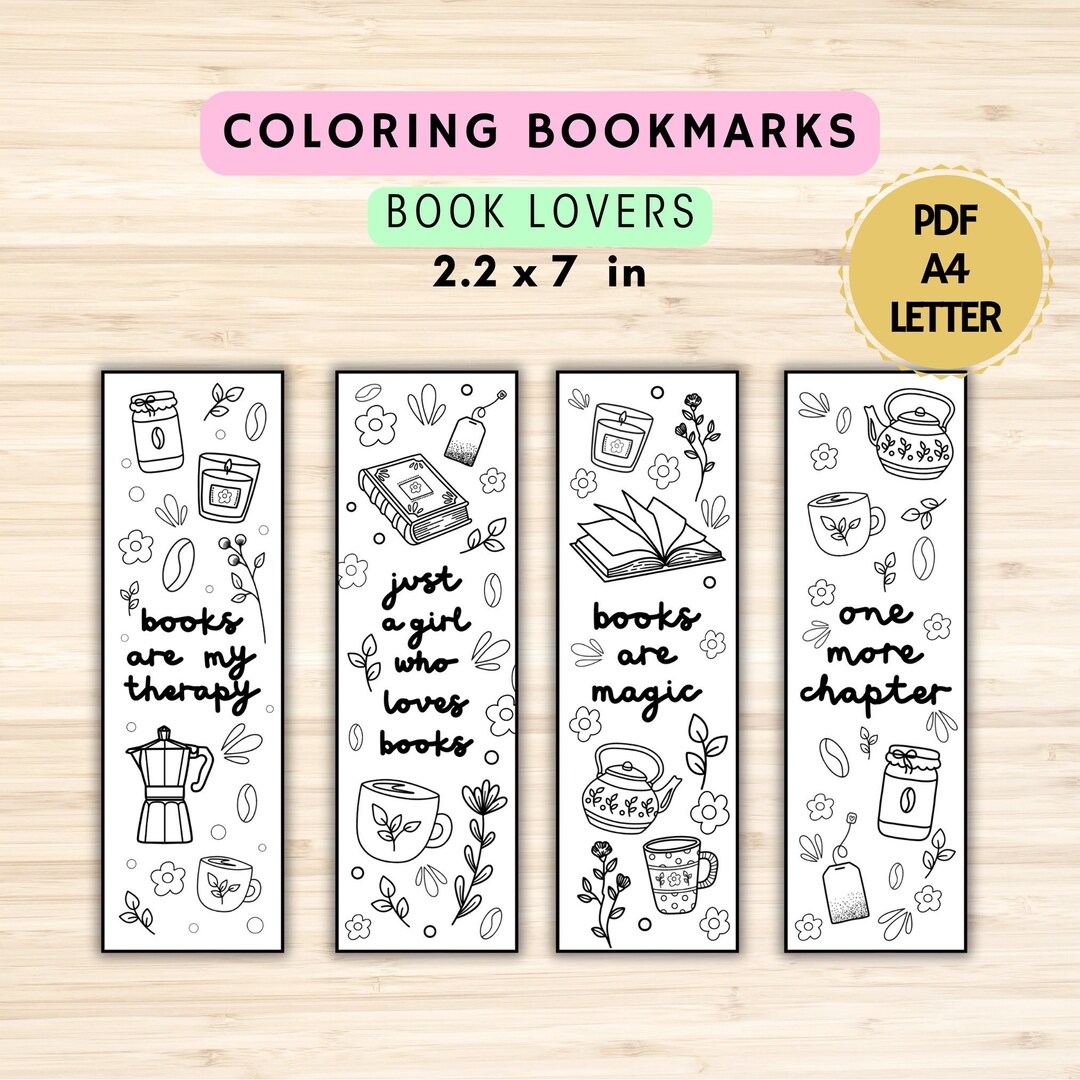 Coloring Bookmarks for Book Lovers - Color Therapy Aesthetic Design ...
