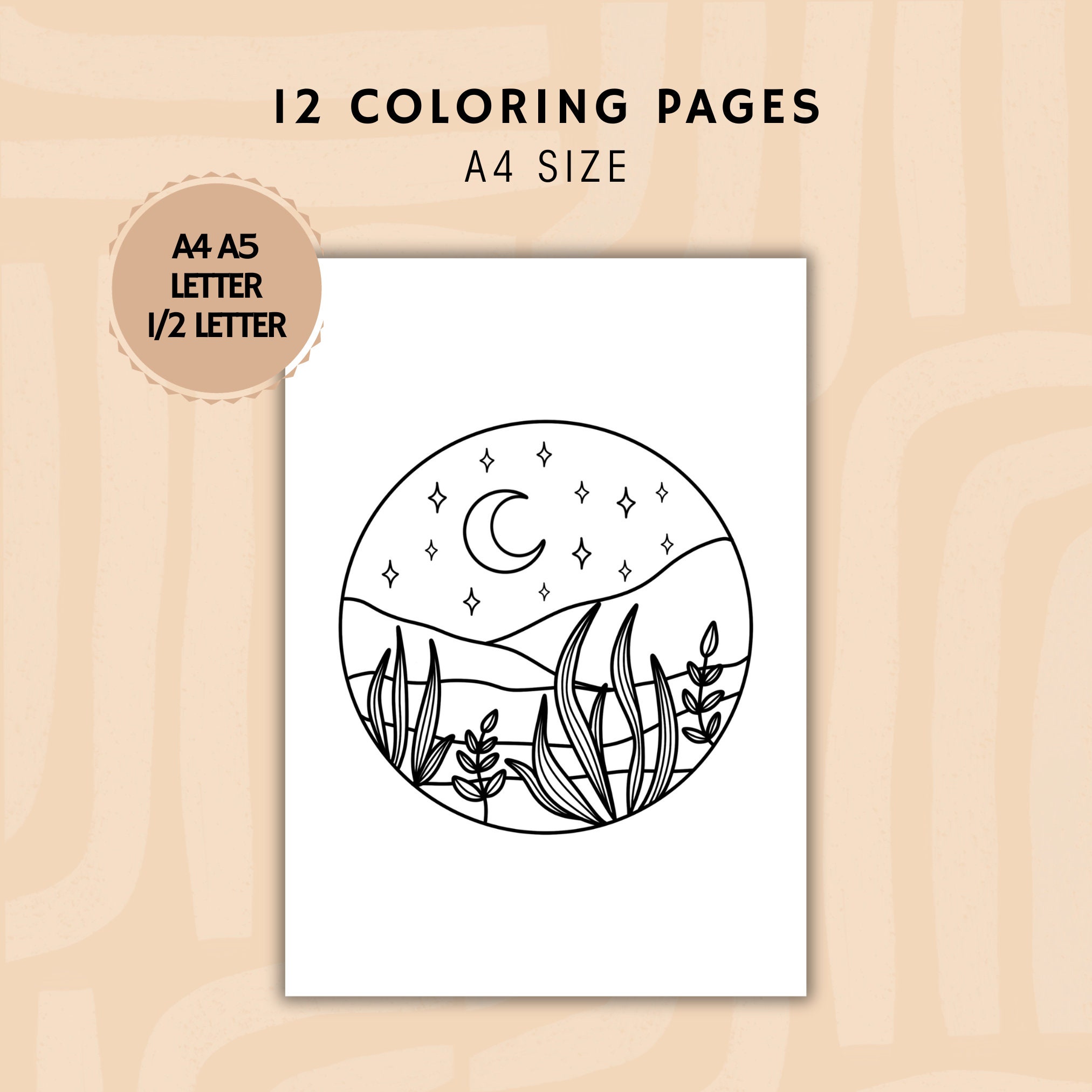 Boho Coloring Pages, Minimalist Coloring Pages, Adult Coloring Pages ...