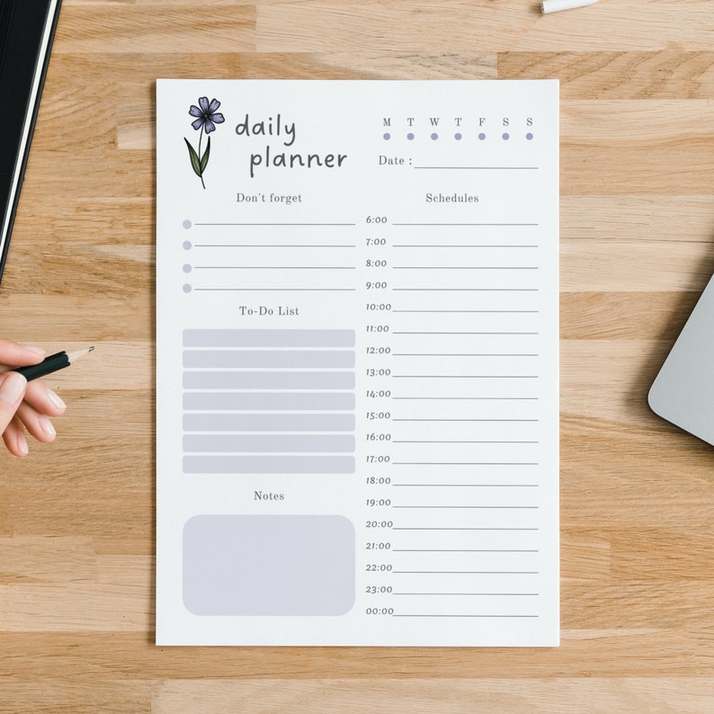 Minimalist Daily Planner Printable, Daily to Do List for Work/home ...