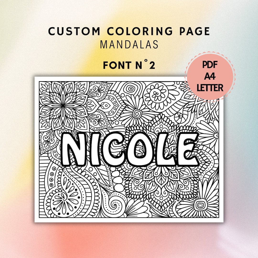 Personalized Name Mandala Coloring Page for Adults (PDF Pattern) - Etsy