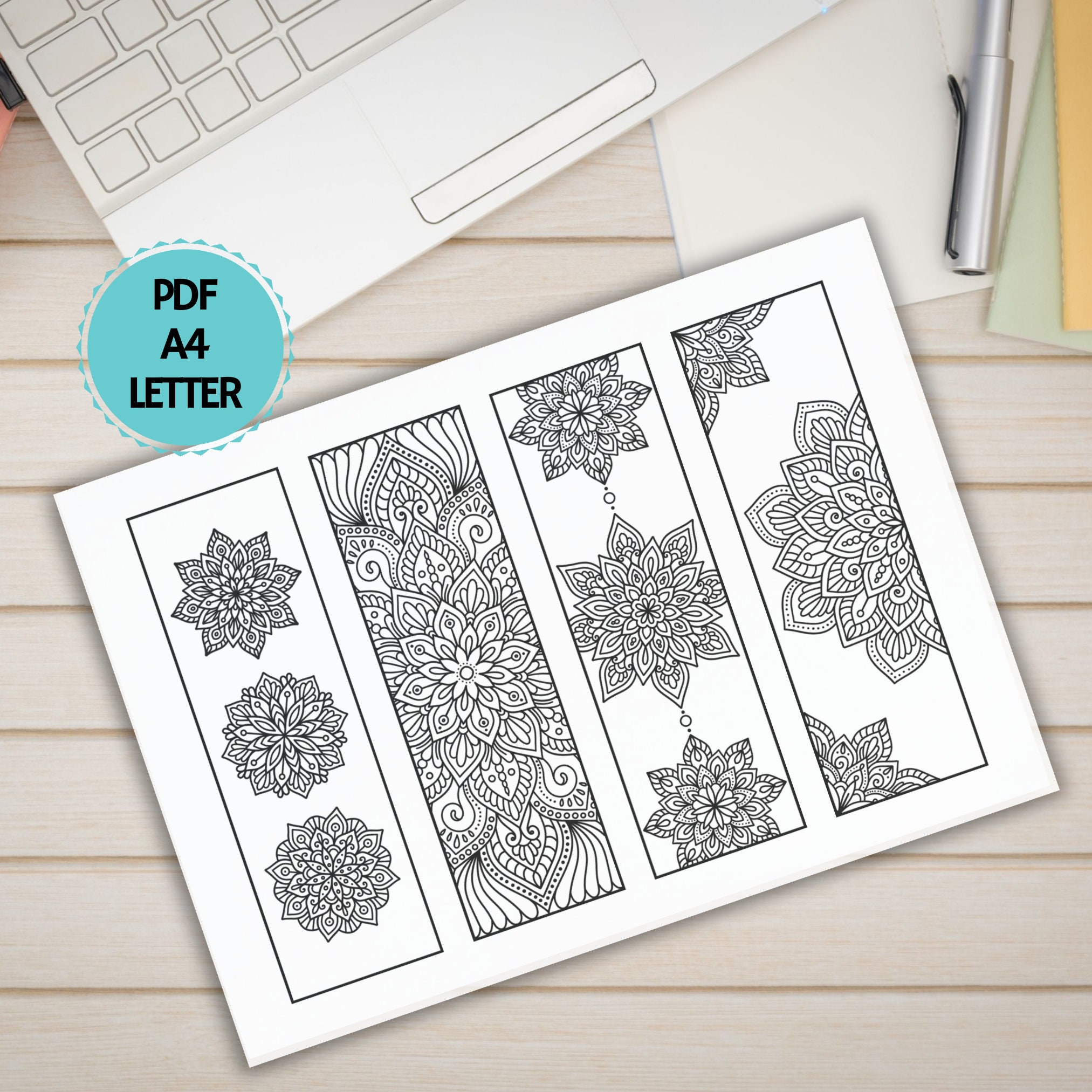 Printable Coloring Bookmarks for Adults and Teenagers, Mandala Coloring ...