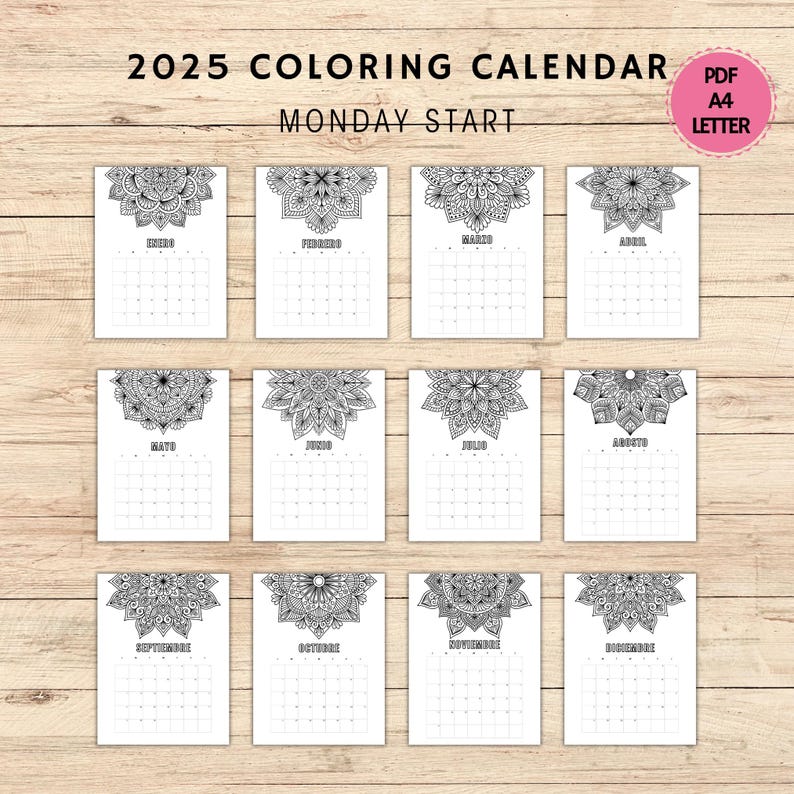 2025 Mandala Coloring Calendar: Printable Wall Art (digital Download ...