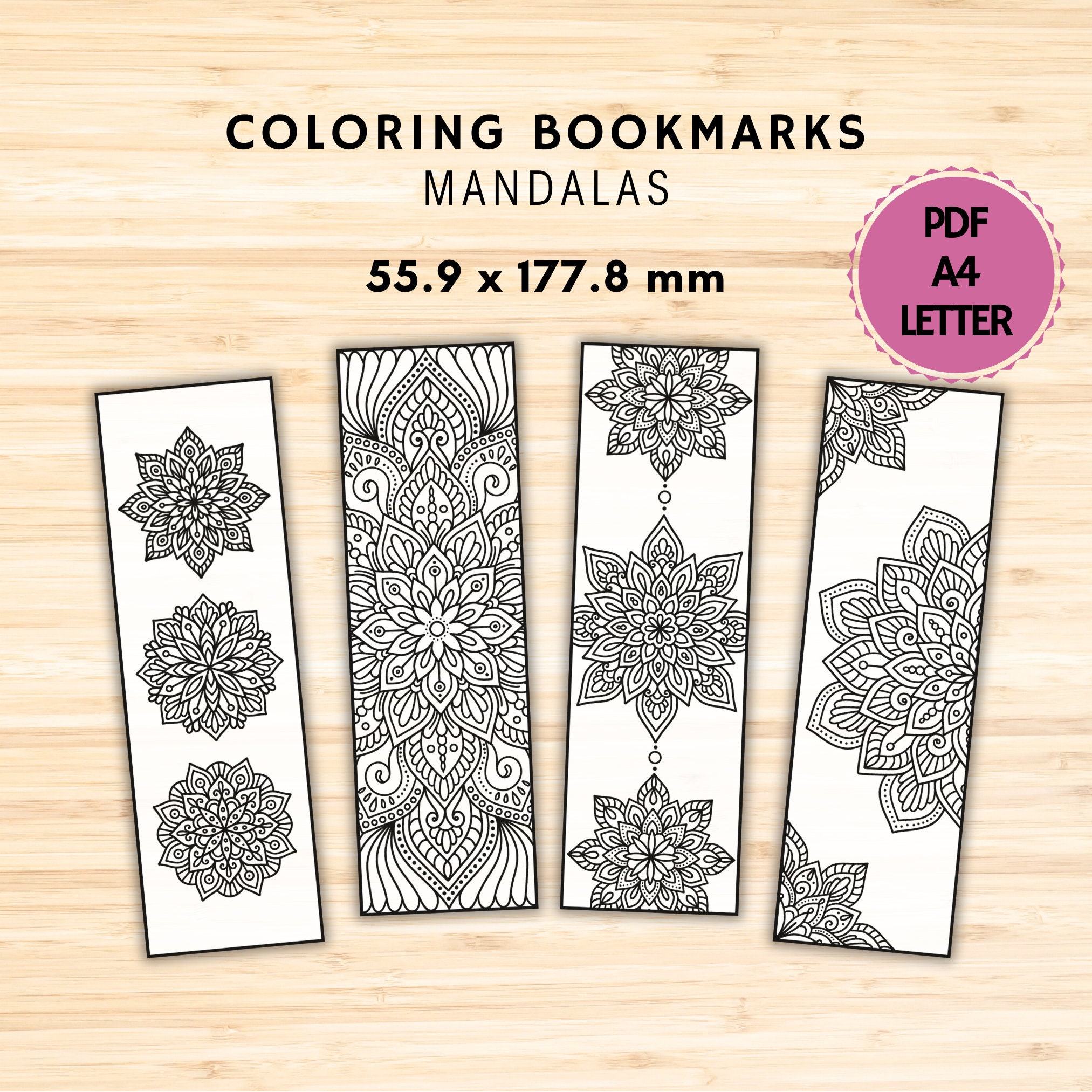 Printable Coloring Bookmarks for Adults and Teenagers, Mandala Coloring ...