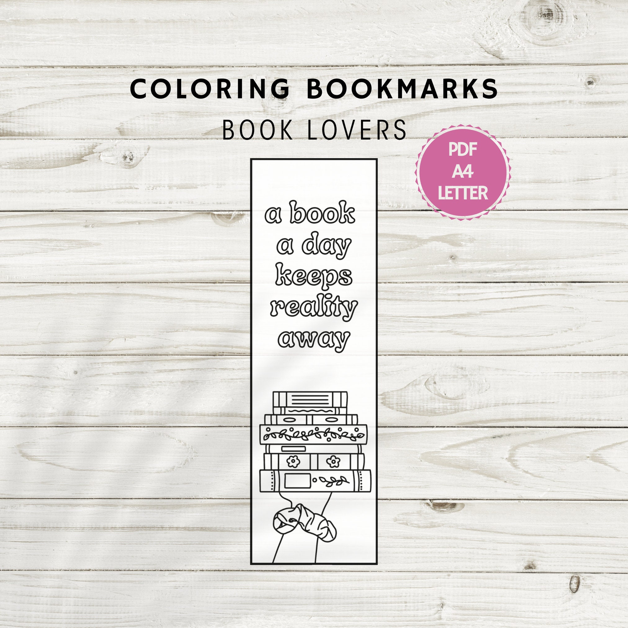Book Lovers Coloring Bookmarks, Bookworms Printable Bookmarks for Kids ...