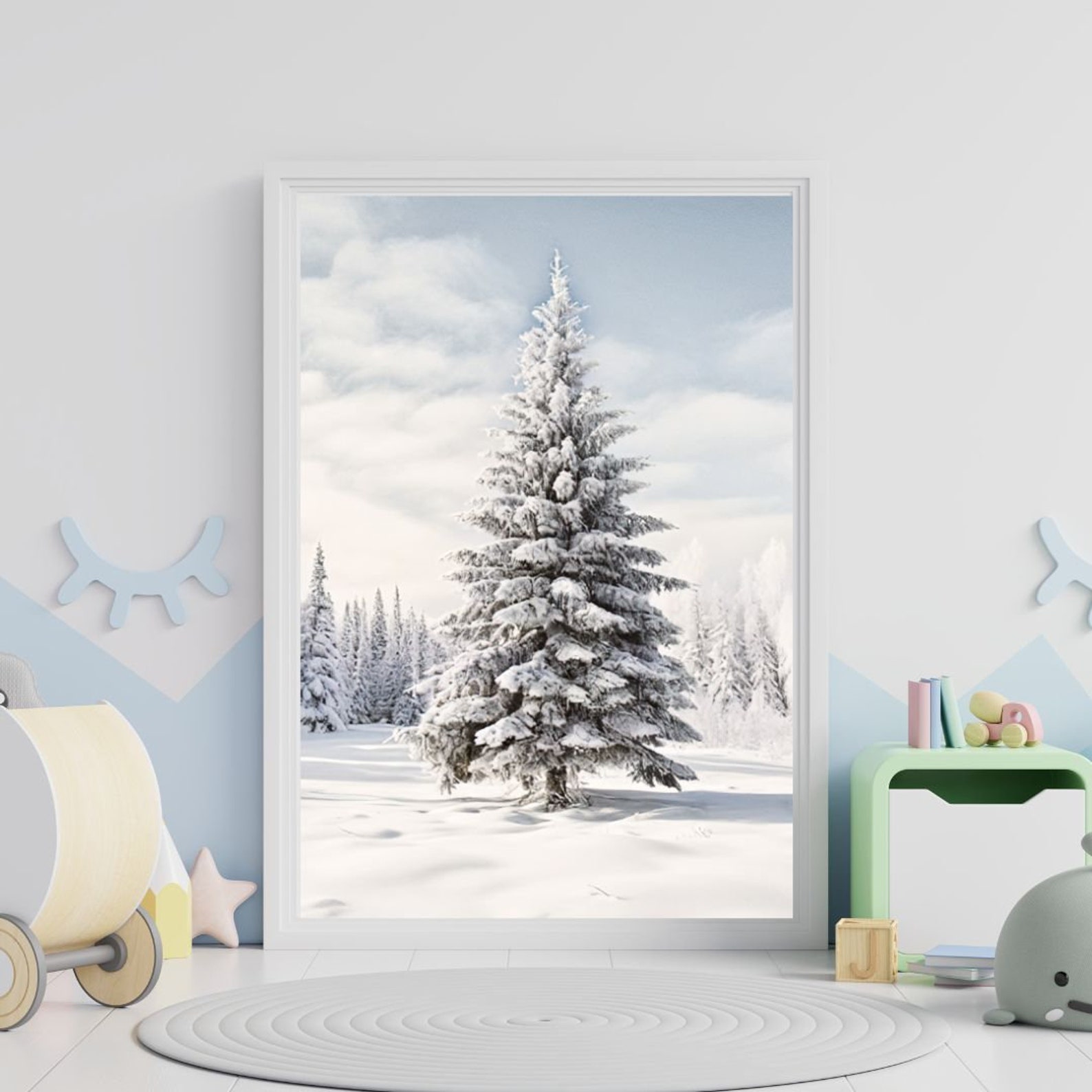 Christmas Tree Prints/christmas Wall Art/snow Covered Pine Tree/winter ...
