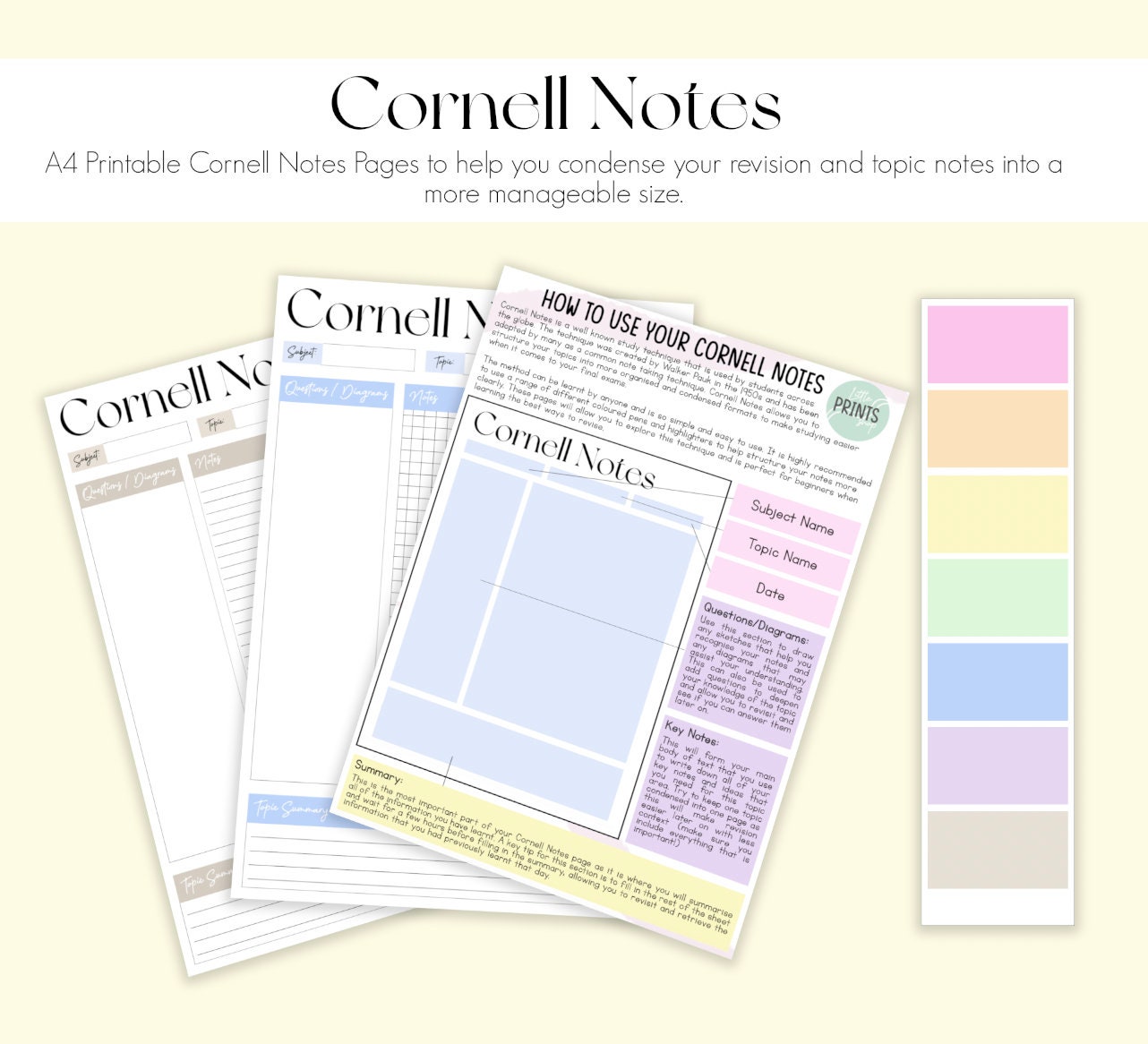 Cornell Notes Printable Sheets - Etsy