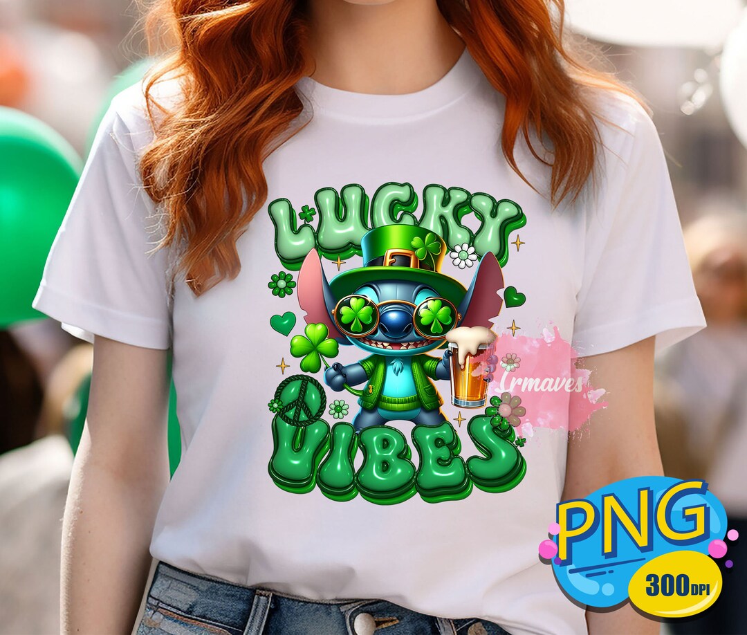 Lucky Vibes PNG, Cartoon St Patrick's Day Shirt, Inflated Patrick's Day ...