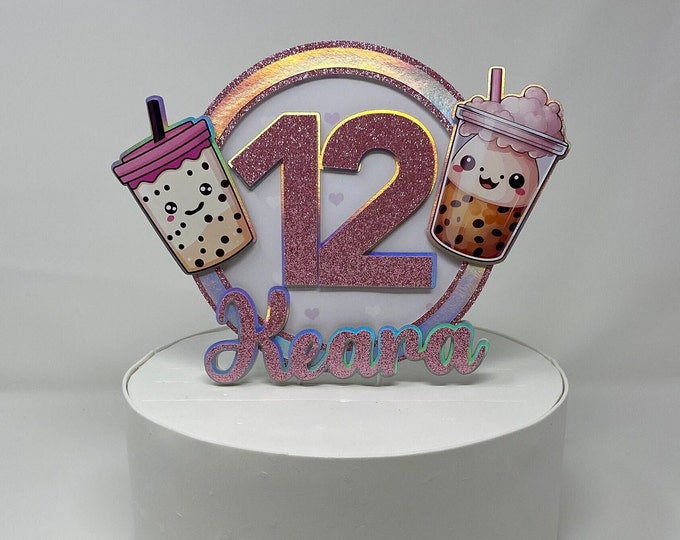 Boba Cake Topper, Boba Tea Cake Topper, Boba Tea Birthday, Bubble Tea ...