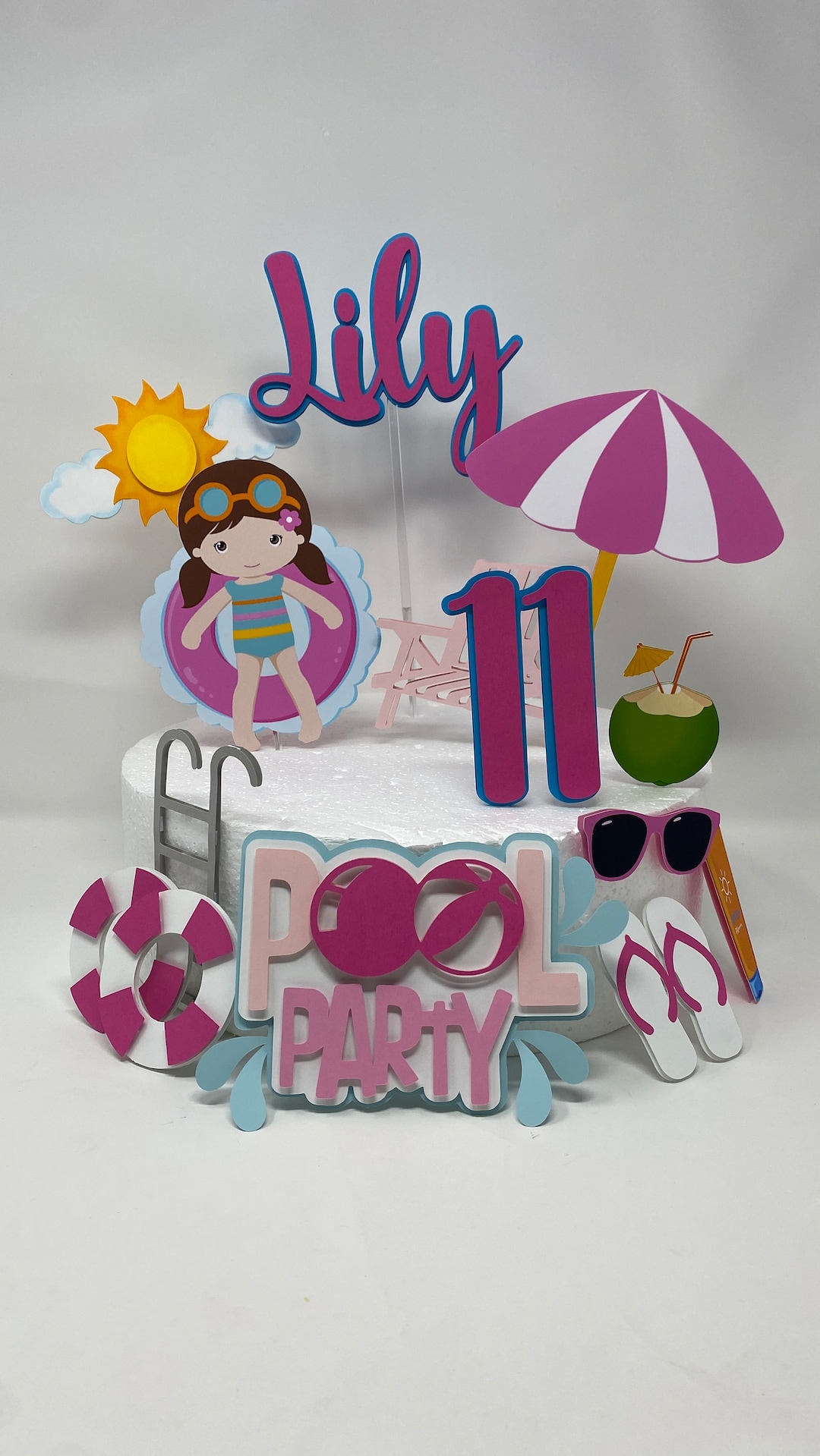 Pool Party Cake Topper: Girl Birthday Decoration - Etsy