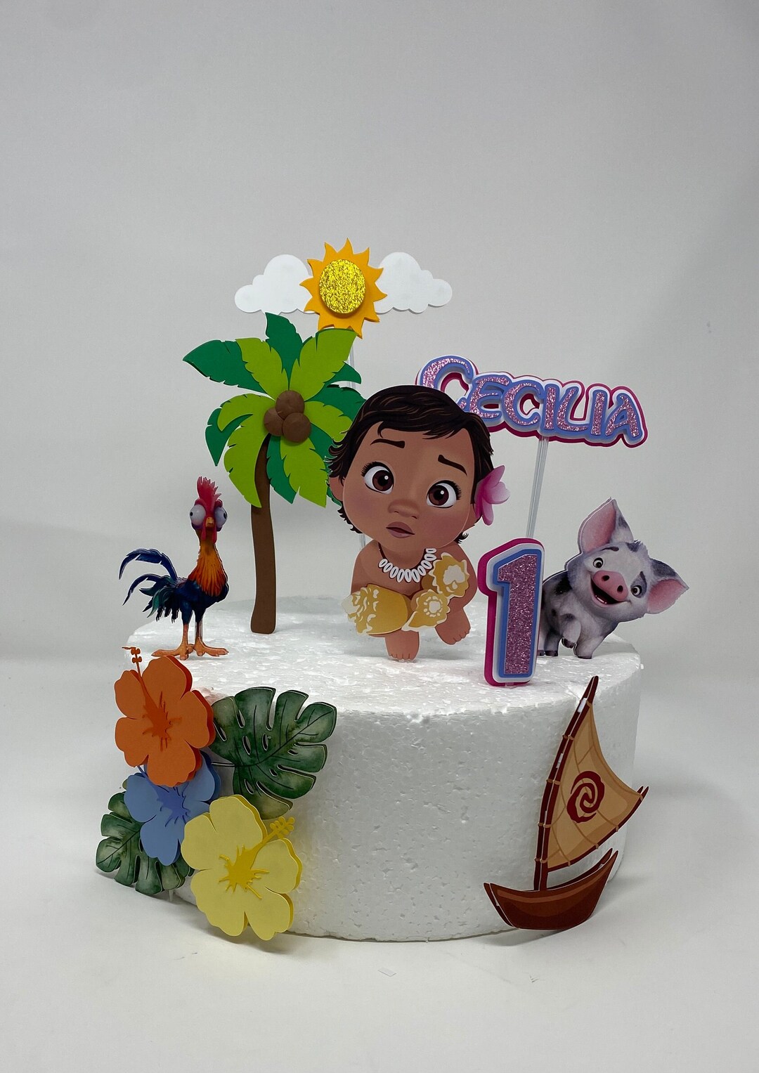 Topper de pastel de bebé Moana, fiesta de cumpleaños de bebé Moana ...