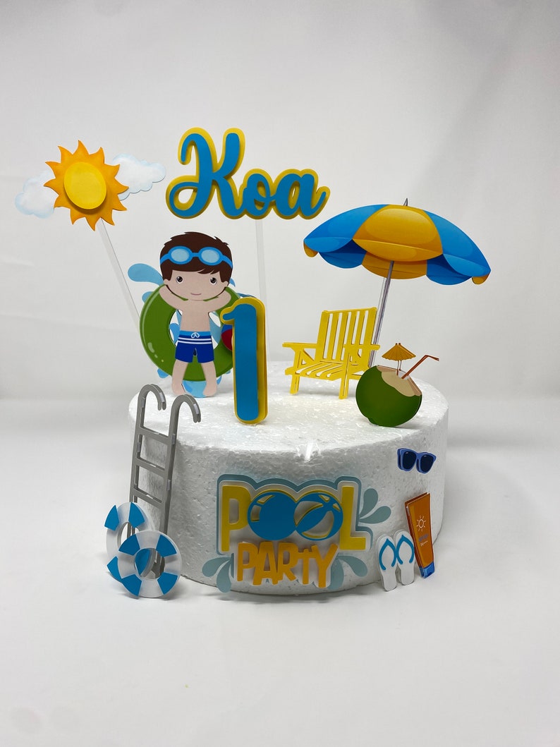 Pool Party Cake Topper Pool Party Birthday Pool Party - Etsy