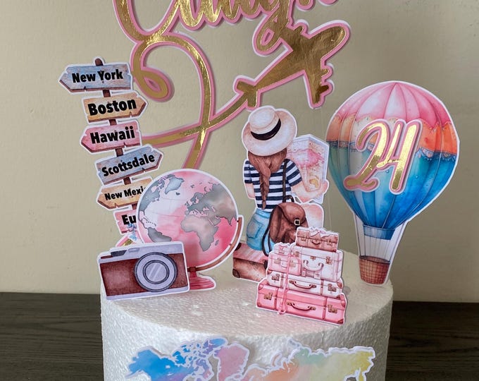 Traveler Cake Topper - Travel Cake Decorations - Trip Cake Topper - Etsy