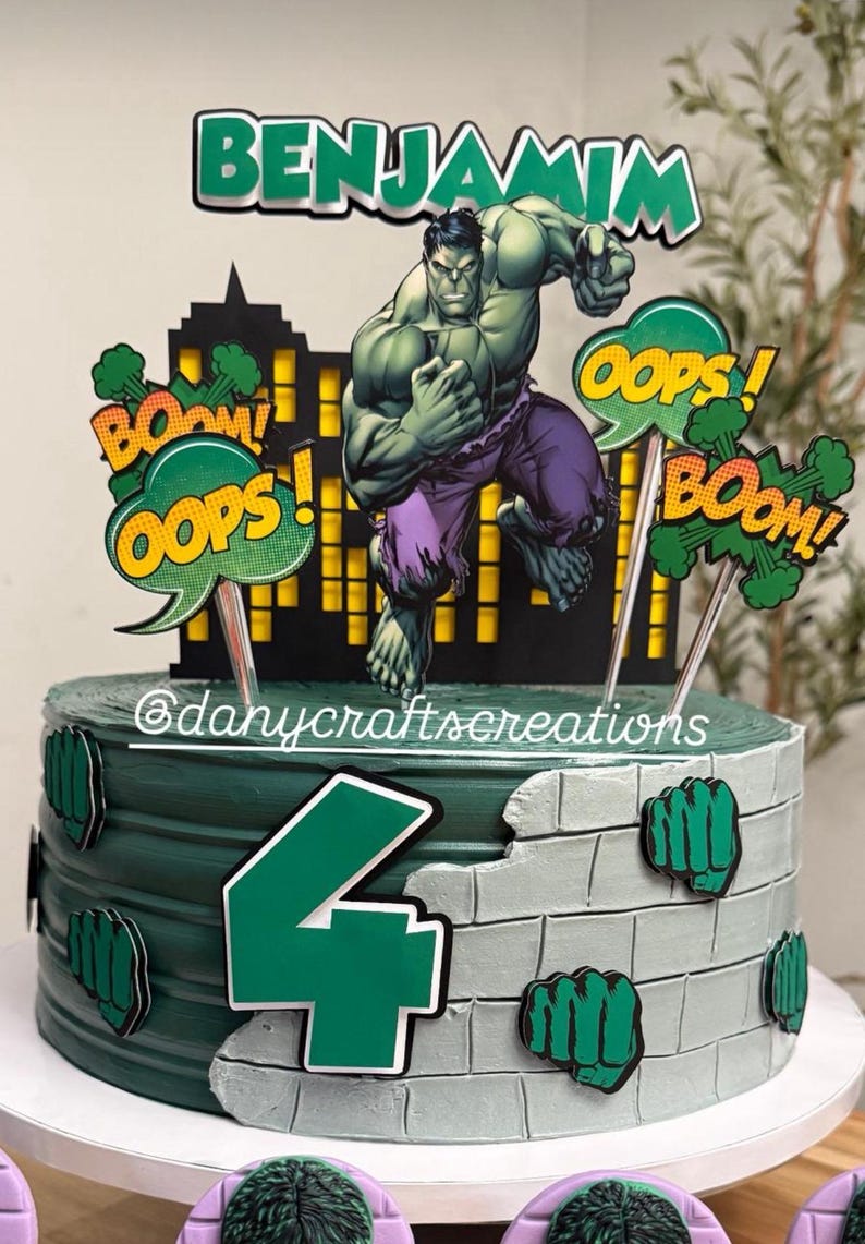 Hulk Birthday Cake Topper - Superhero Party Decor - Etsy