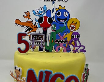 Rainbow Friends Inspired Cake Topper, Cardstock Caketopper, - Etsy