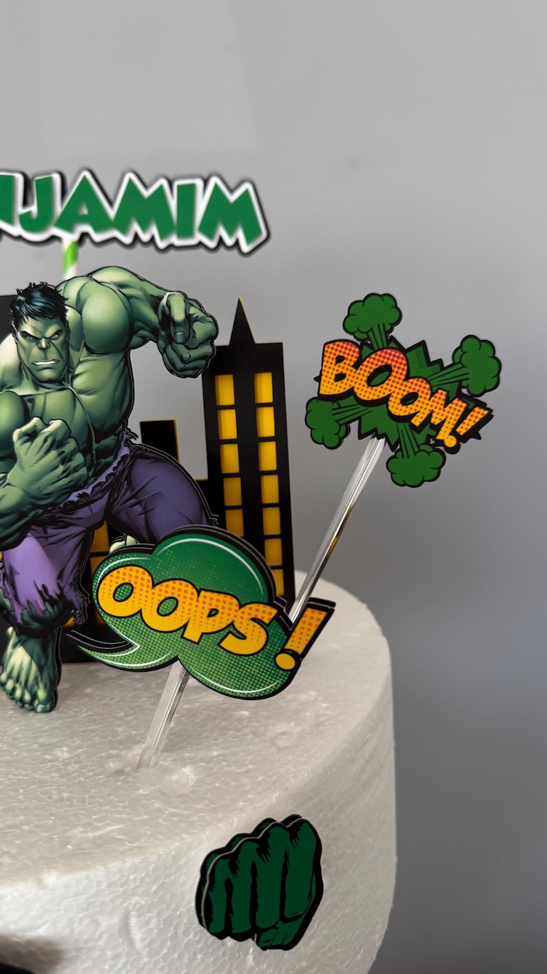 Hulk Birthday Cake Topper - Superhero Party Decor - Etsy