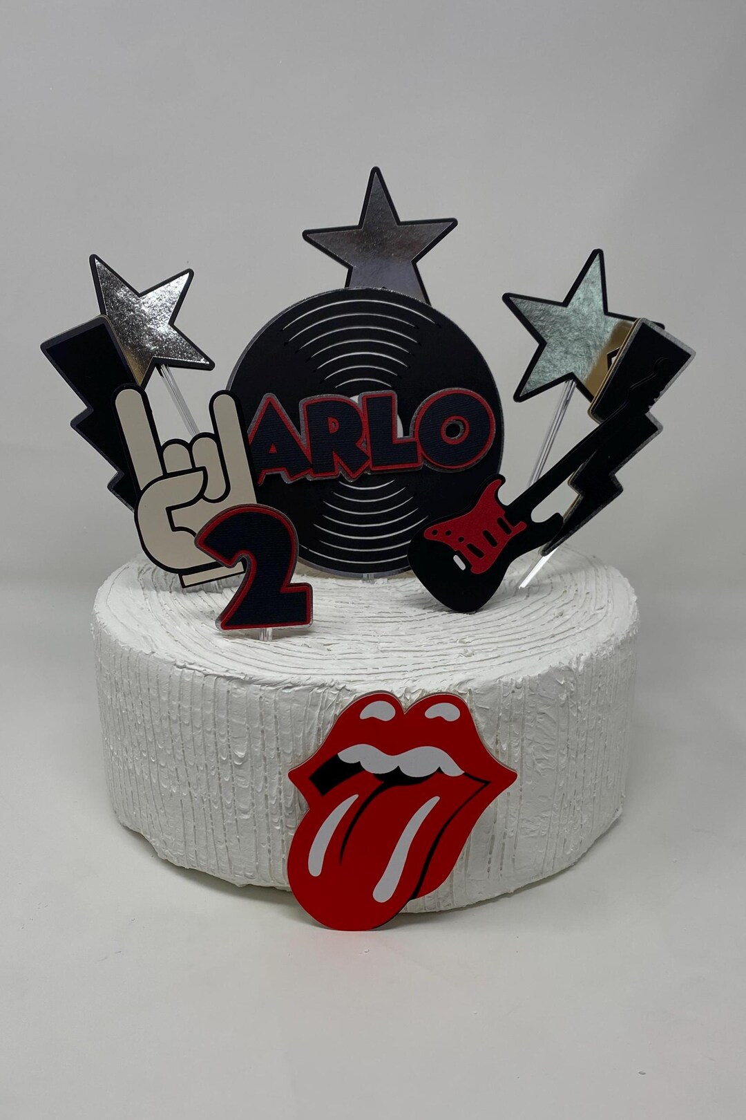 Rock N Roll Birthday Cake Topper - Personalized Cake Topper With Name ...