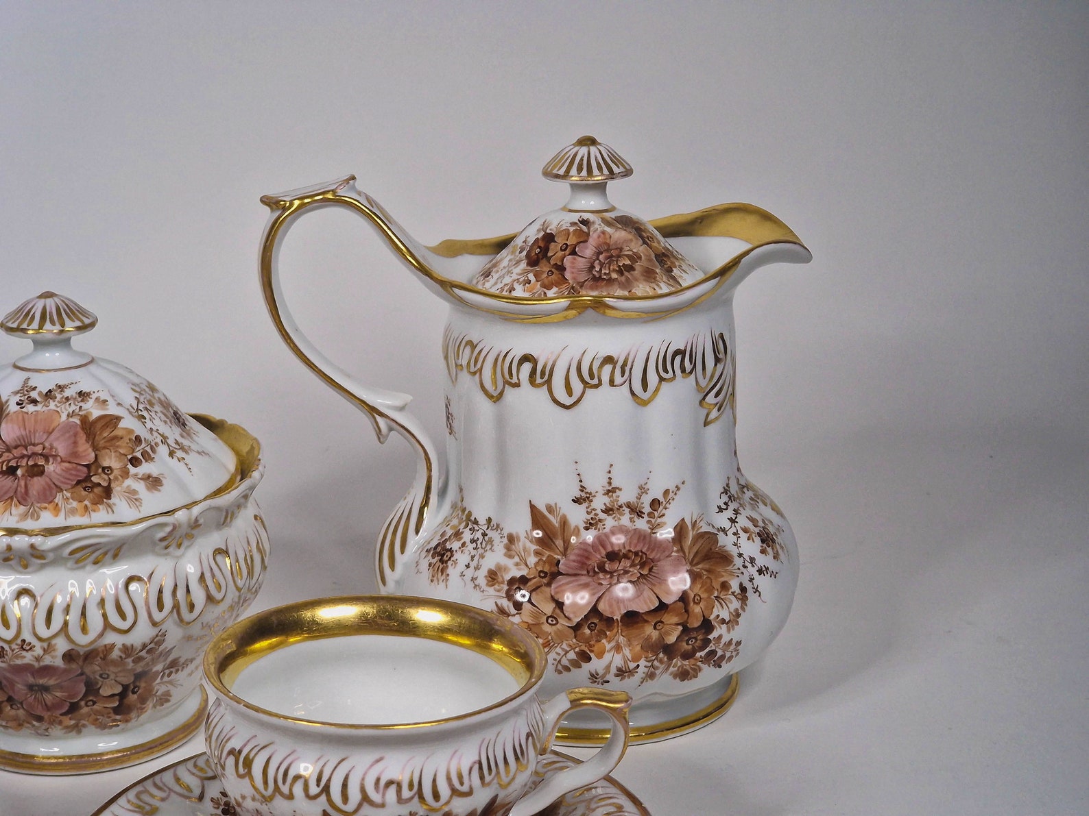 1857 | Majestic Fully Painted Antique Coffee Set, Bohemian Porcelain ...