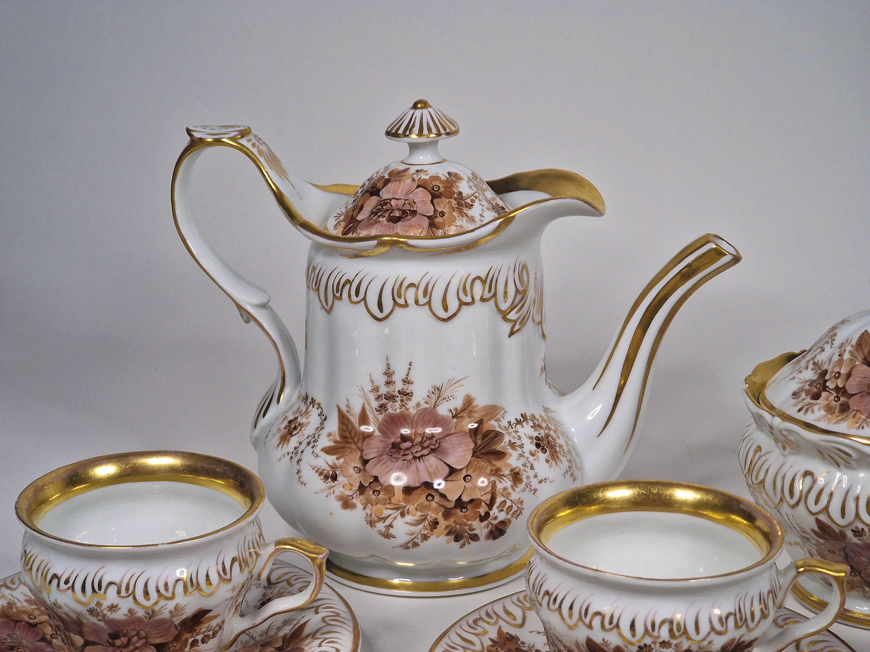 1857 | Majestic Fully Painted Antique Coffee Set, Bohemian Porcelain ...