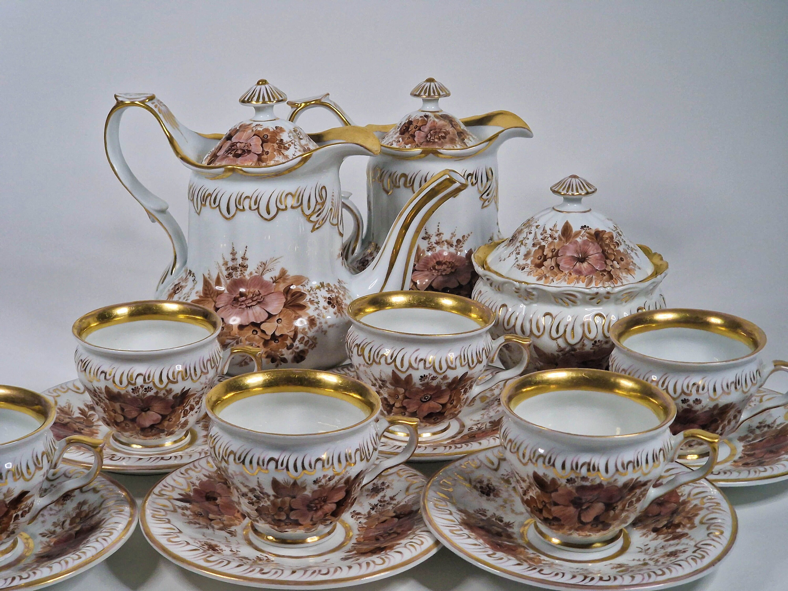 1857 | Majestic Fully Painted Antique Coffee Set, Bohemian Porcelain ...