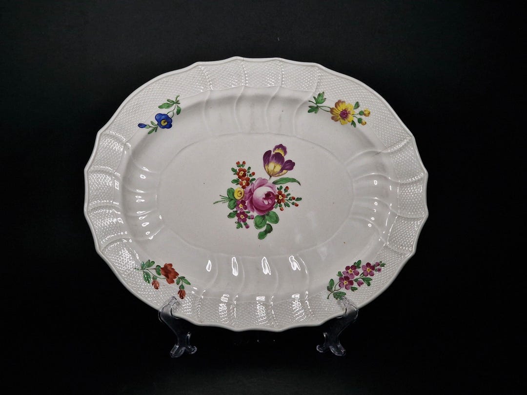 18th Century Royal Vienna Porcelain Platter. Hand Painted With Flowers ...