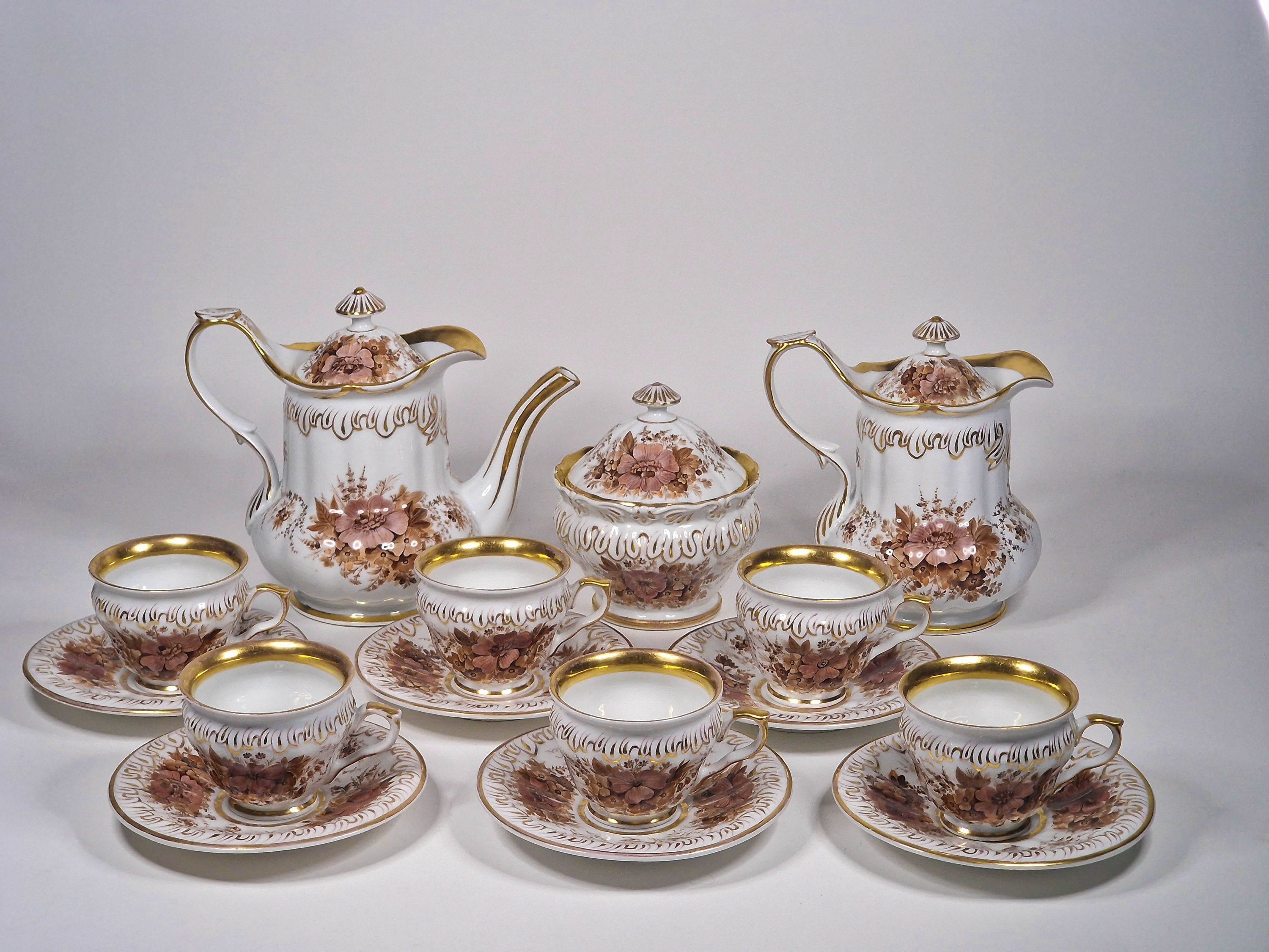 1857 | Majestic Fully Painted Antique Coffee Set, Bohemian Porcelain ...