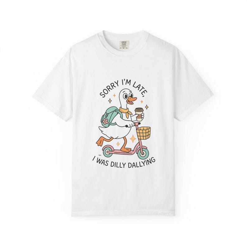 Funny Goose T-shirt: Cartoon Illustration, Scooter Coffee Humor - Etsy