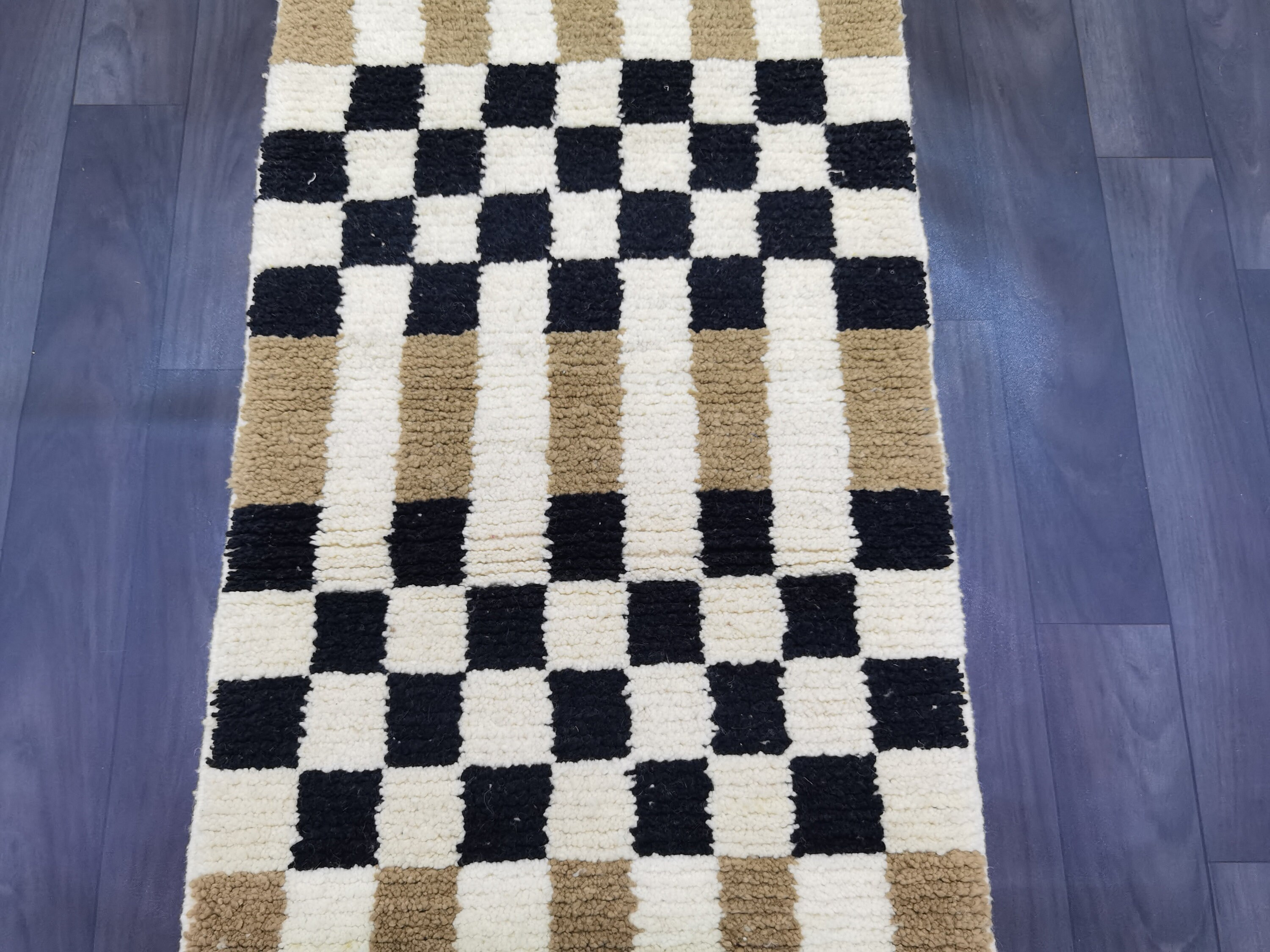 Checkered Rug Runner, White Checkered Rug, Moroccan Checker Rug ...