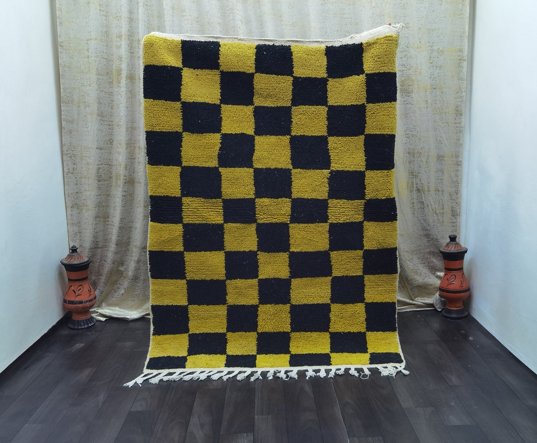 Checkered Rug Checkered Area Rug Checkered Moroccan Rug - Etsy