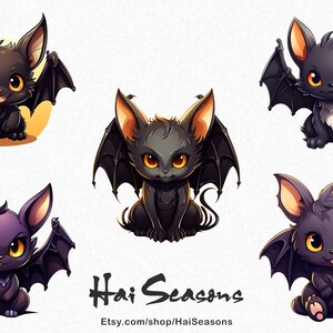 Cute Halloween Bat Clipart Pack 10 PNG Images Instant - Etsy