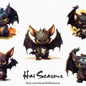 Cute Halloween Bat Clipart Pack 10 PNG Images Instant - Etsy
