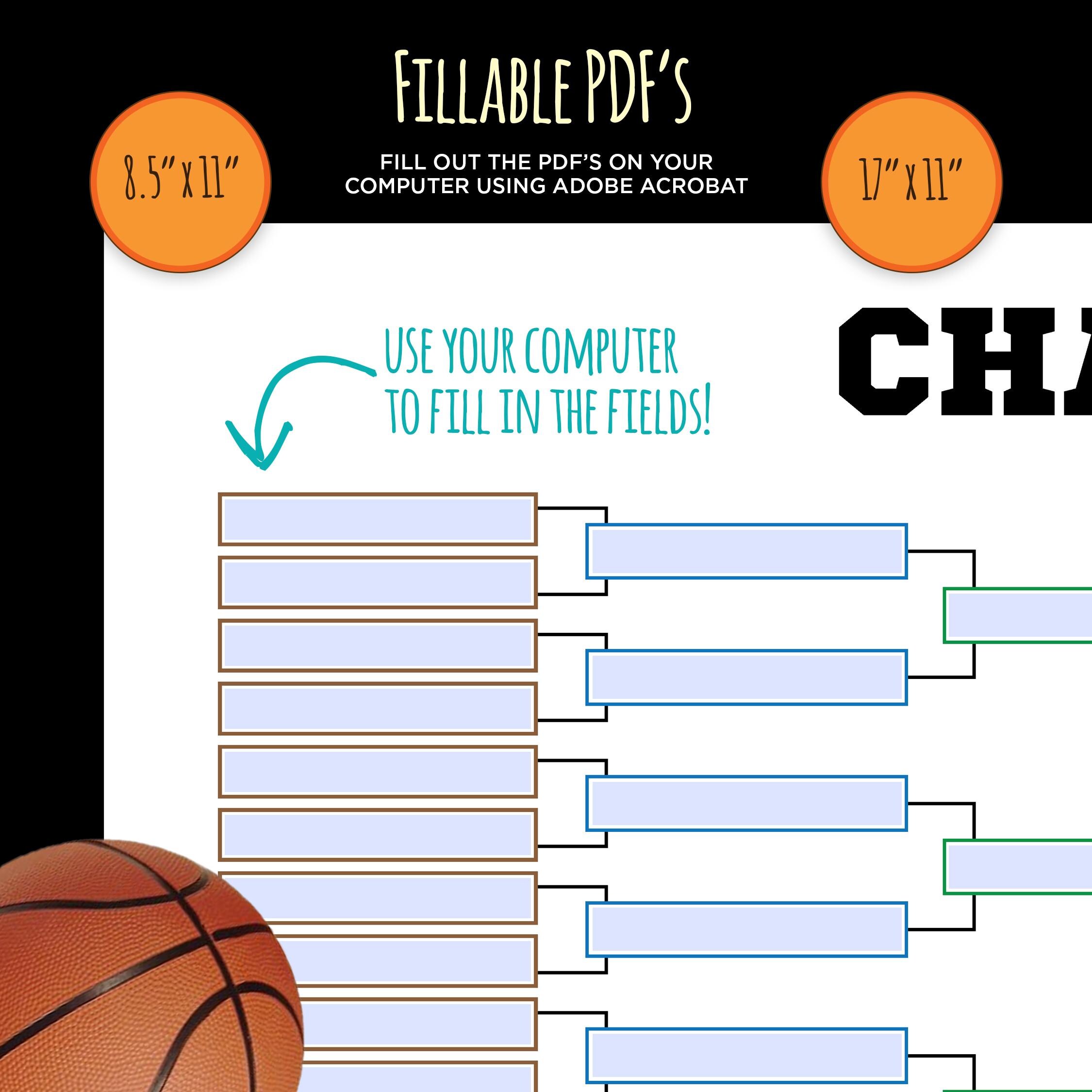 Basketball Bracket Printable | March Office Pool | Party Game Night ...