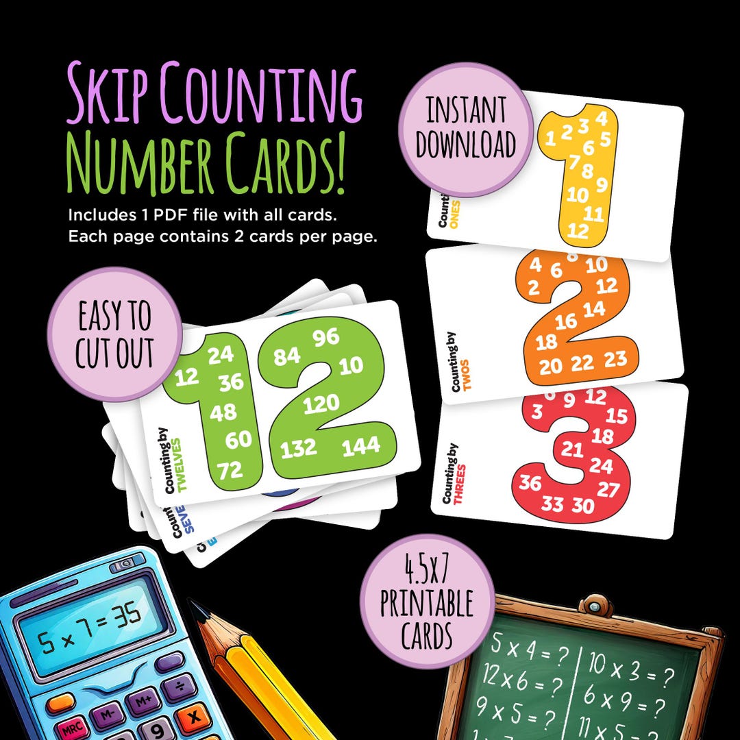 Skip Counting Printable Cards | Multiplication Practice | Counting by 2 ...