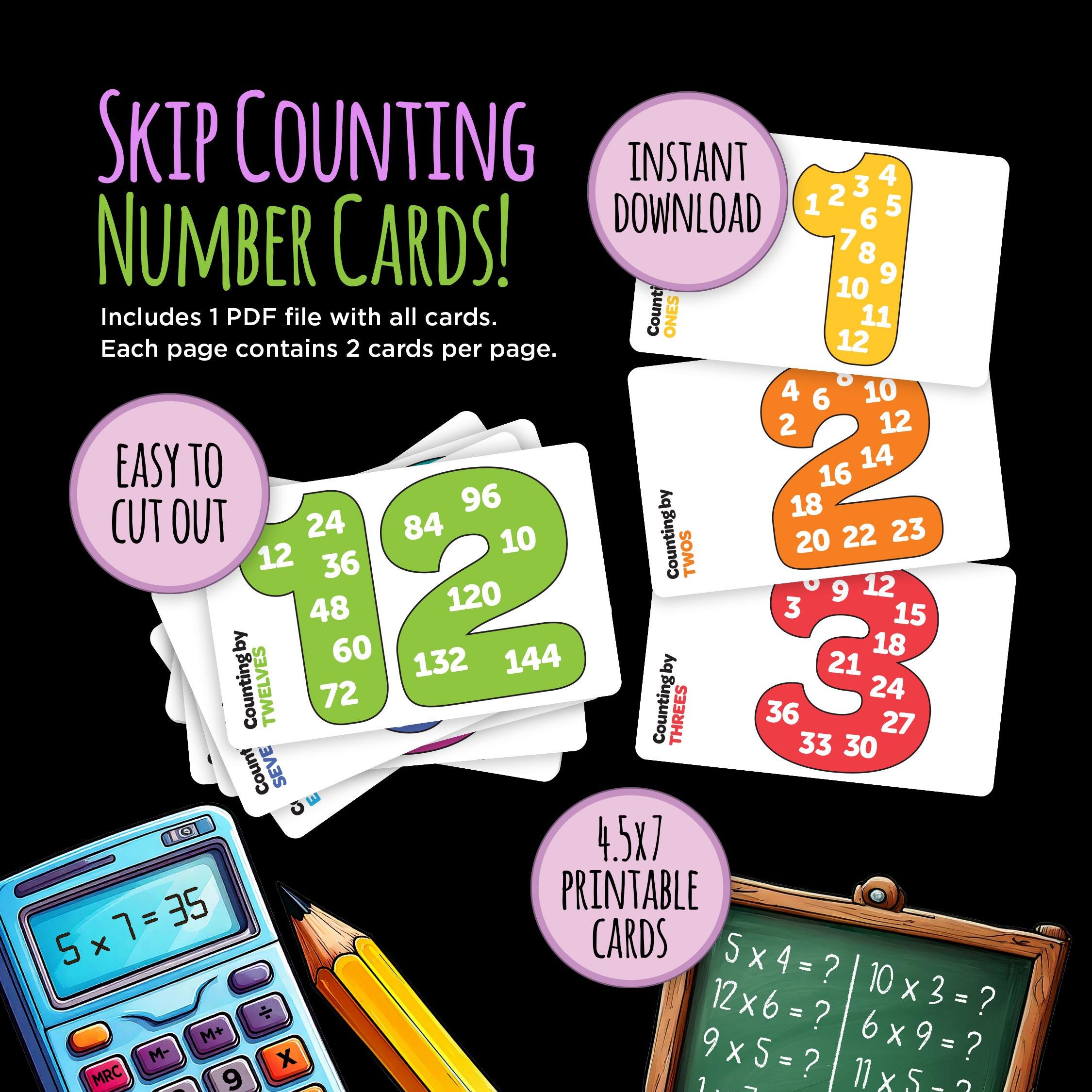 Skip Counting Printable Cards | Multiplication Practice | Counting by 2 ...
