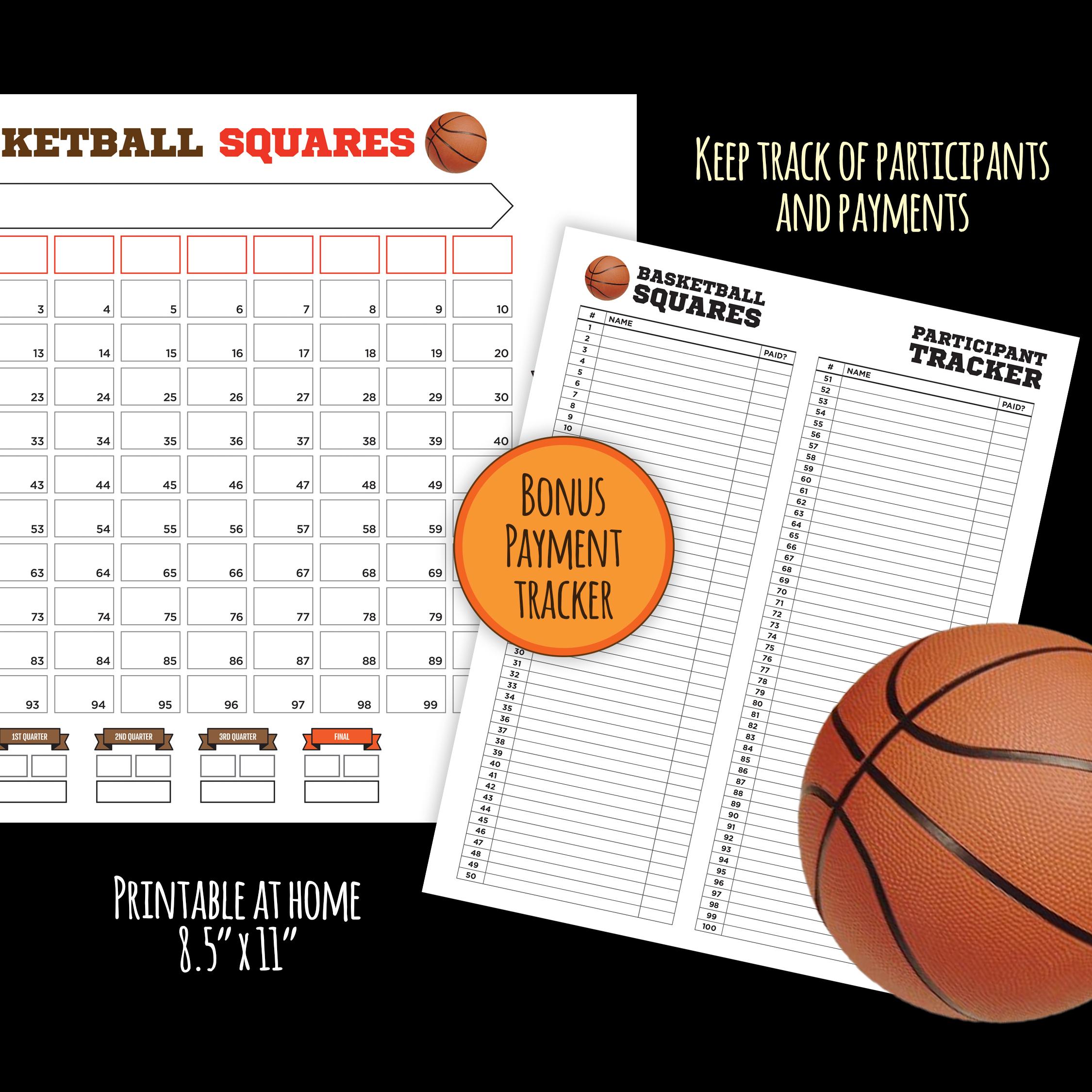 Basketball Squares | March Basketball Pool Game | Office Grid Sheet ...