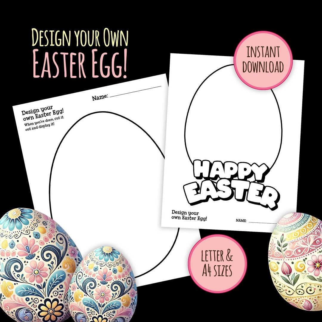 Printable Easter Egg Outline | Easter Coloring Page | DIY Craft for ...