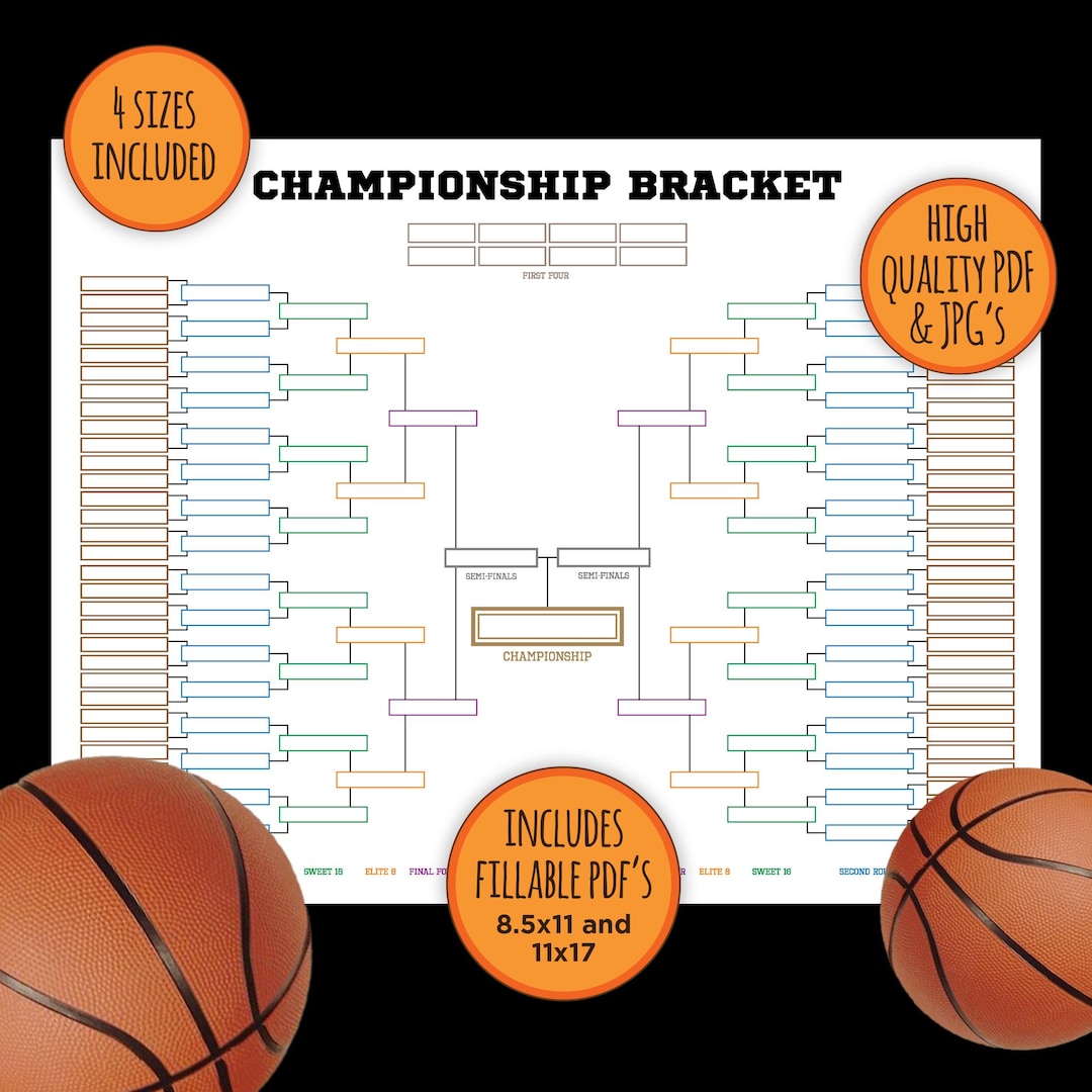 Basketball Bracket Printable | March Office Pool | Party Game Night ...