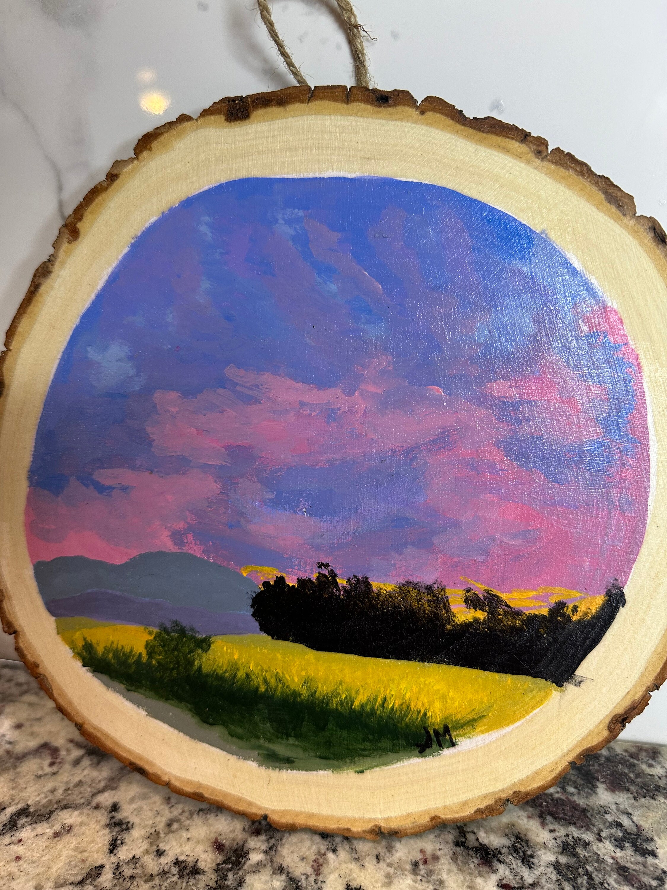 Hanging Wooden Slice Painting - Etsy