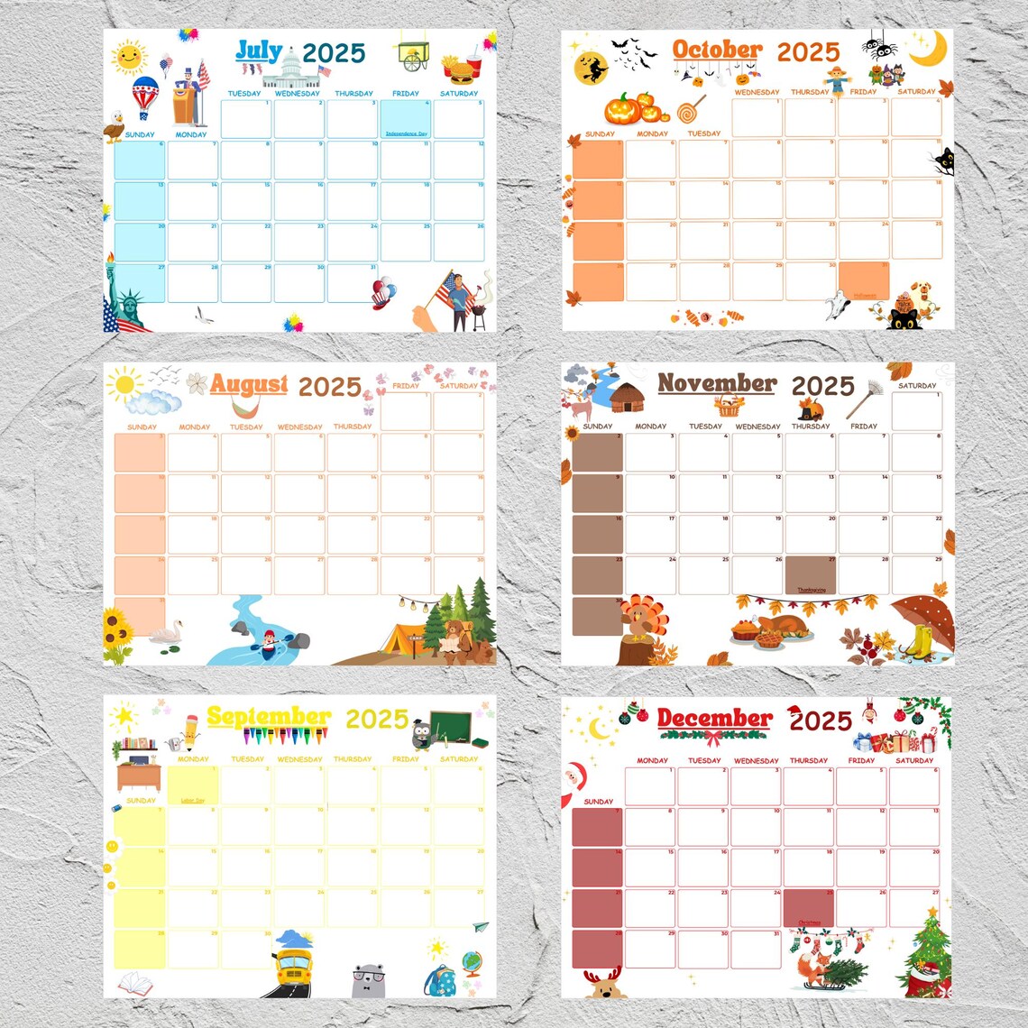 Printable Calendar 2025, 2025 Cute Kids Calendar, Homeschool Calendars ...
