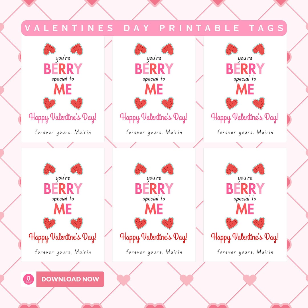Printable Valentine Day Tags, Valentine Gift Tags, Classroom Valentine ...