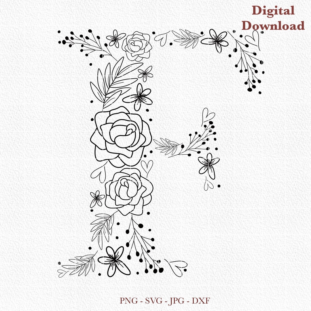 Flower Alphabet F Svg Monogram Svg Alphabet Svg Monogram Letter F Svg ...